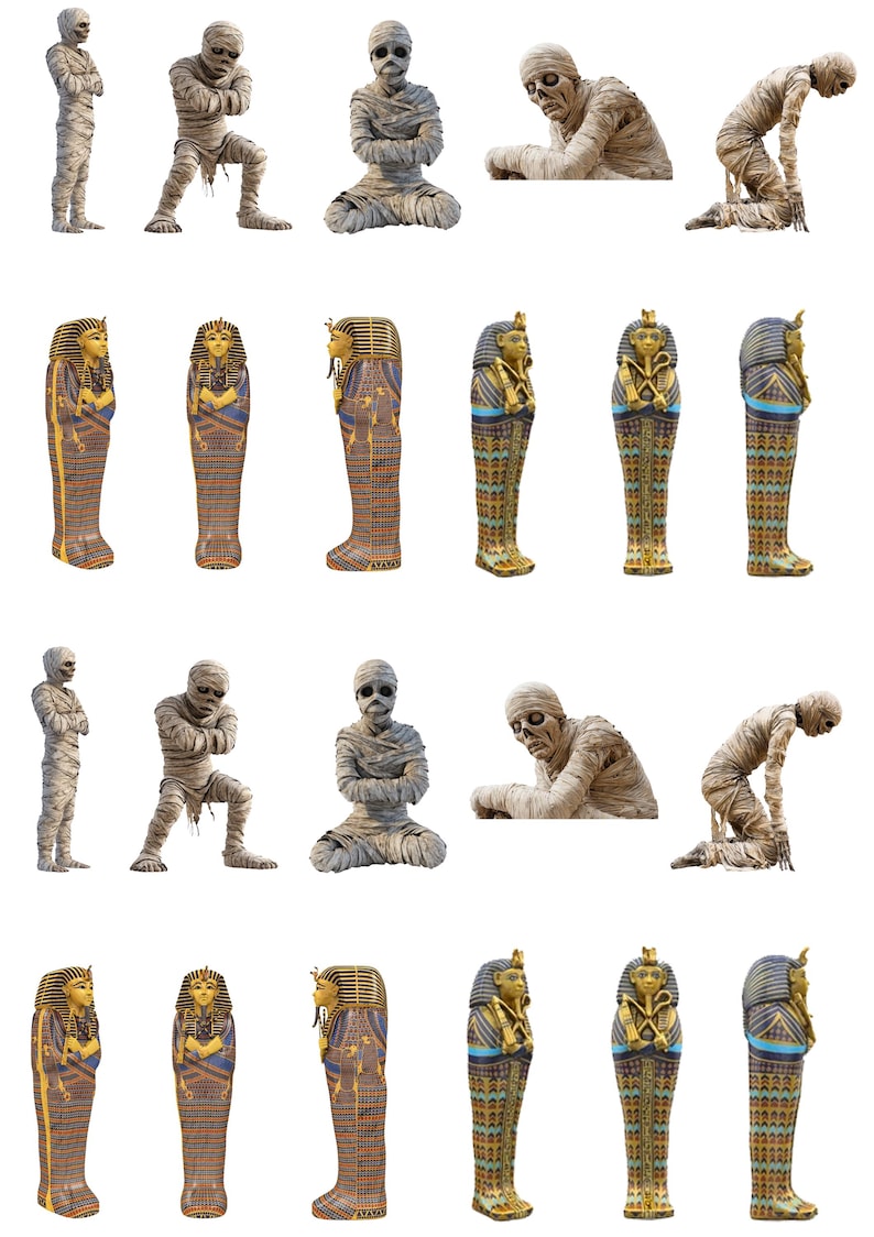 22 Stand up Halloween Egyptian Mummies & Tombs Edible Wafer Paper Card ...