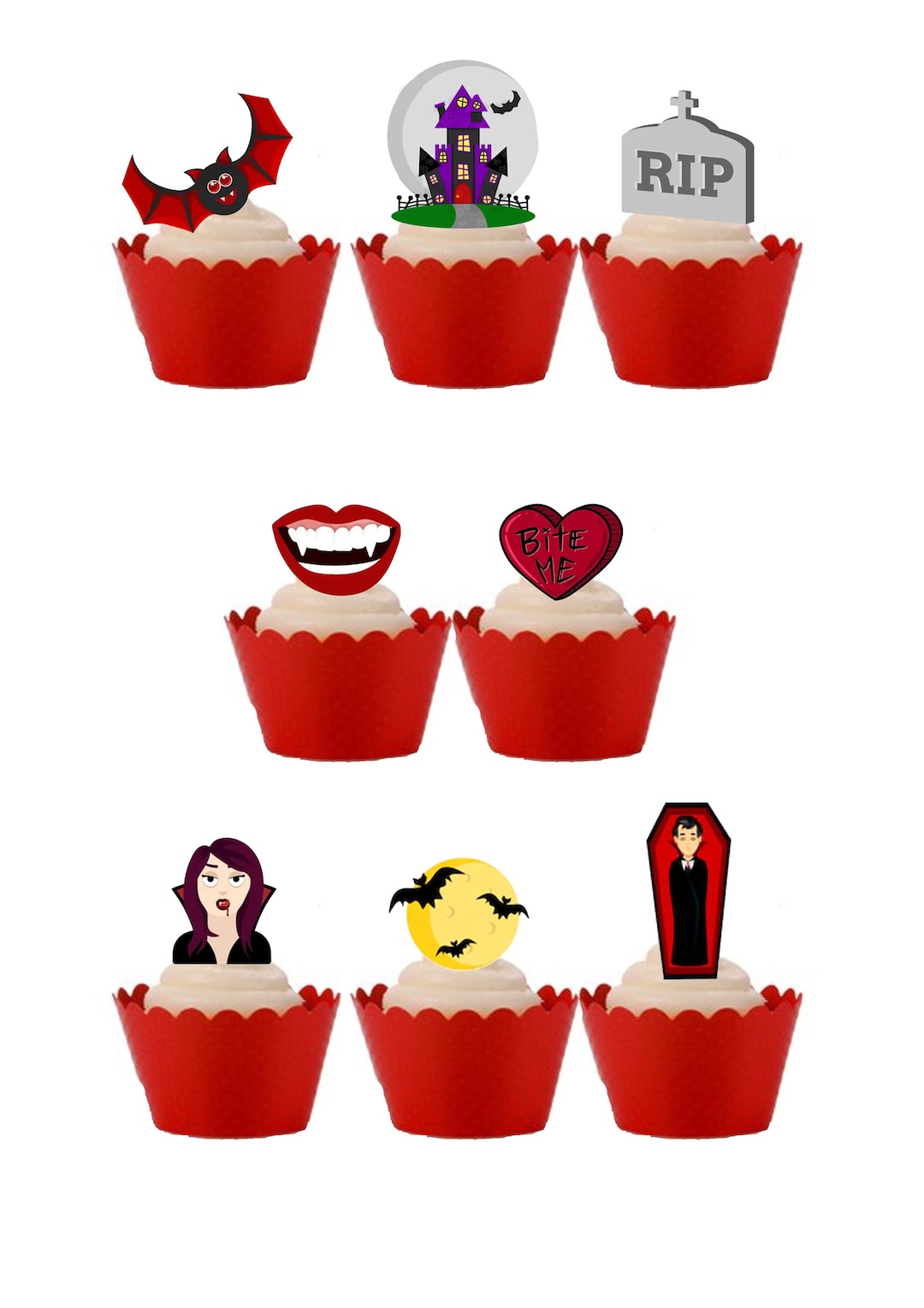 28 Stand up Halloween Vampire Clipart Style Edible Wafer Paper Card ...