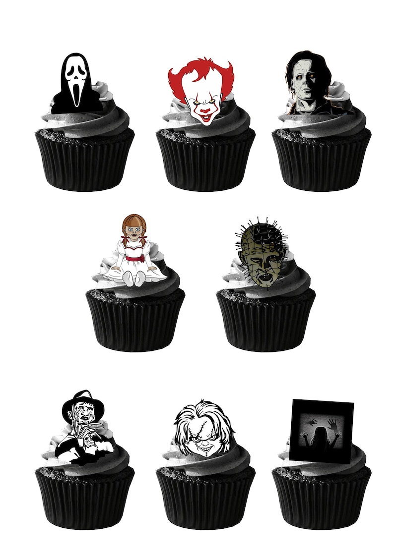 36 Stand up Halloween Horror Movie Cinema Edible Wafer Paper Card Cake ...