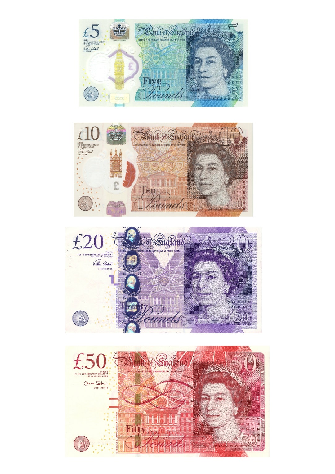 UK Bank Notes Money Currency Edible Icing Cake Decoration Topper ...