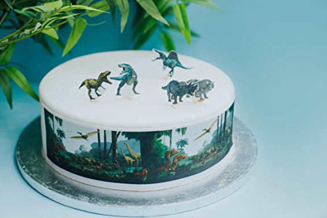 Dinosaur Jurassic Border Ribbon Icing Cake Decoration Topper. Perfect ...