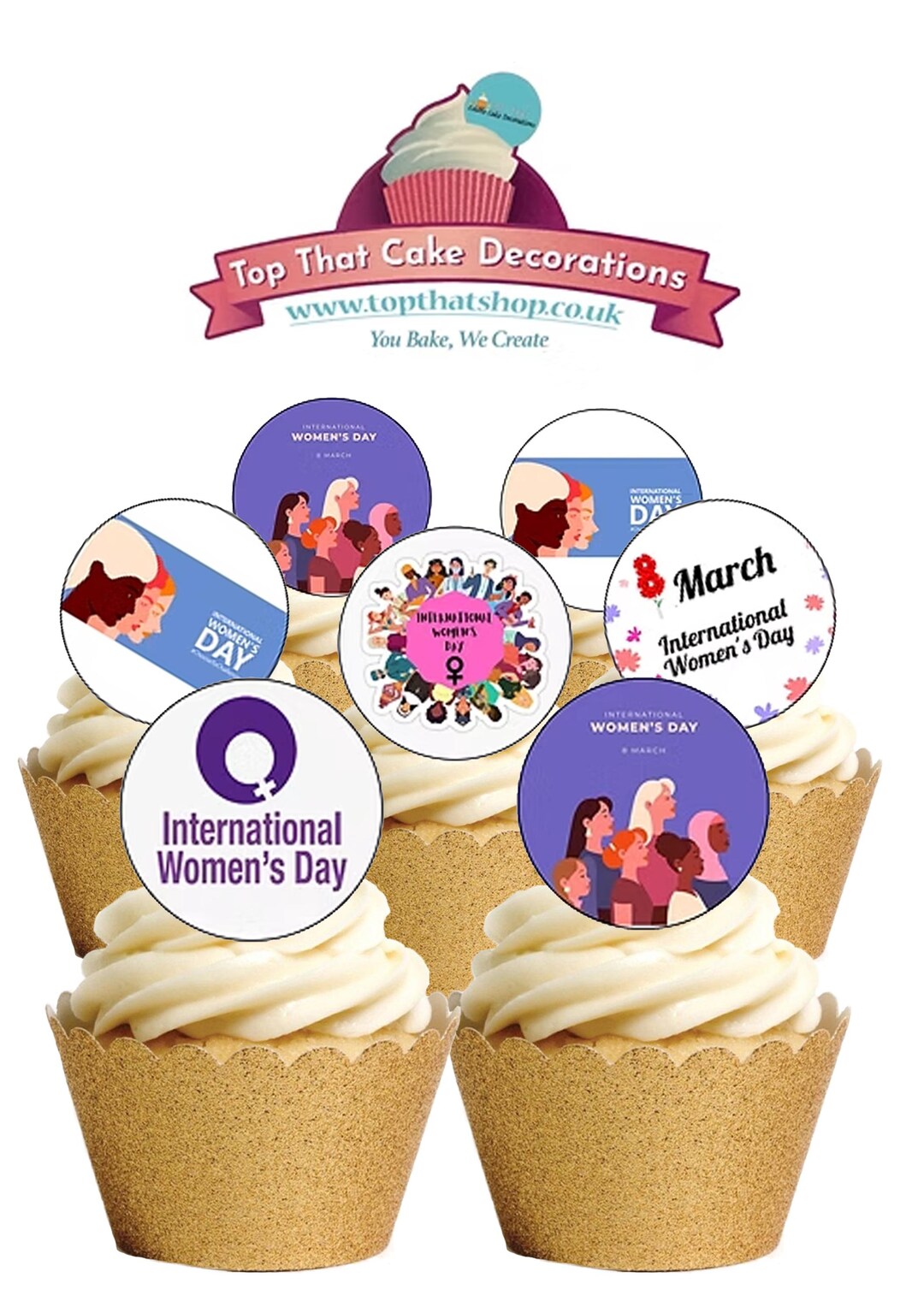 24 Precut International Woman's Day Equality Themed Edible Wafer Paper ...