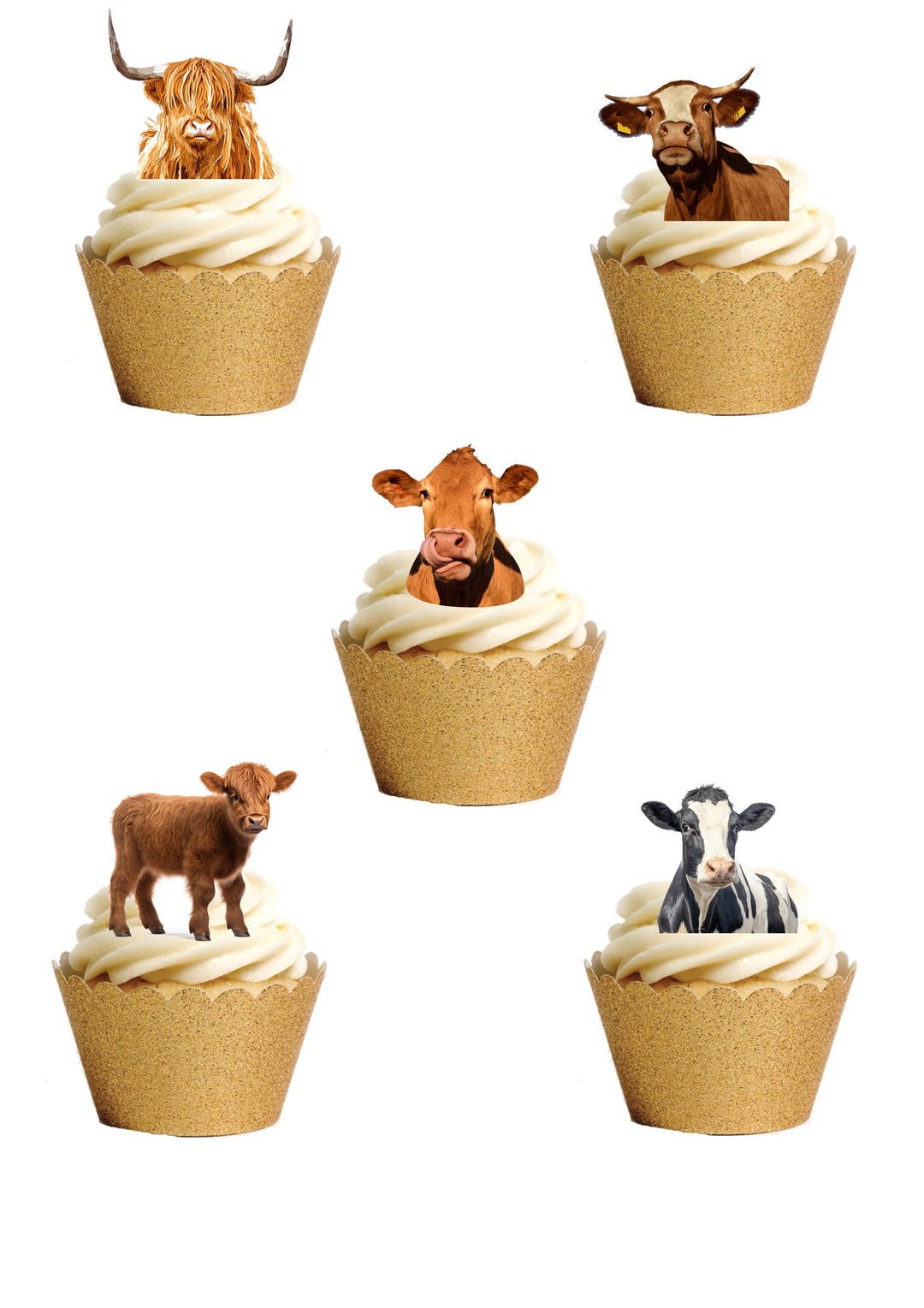 30 Stand up COWS Farm Animal Cattle Edible Wafer Paper Card Cake ...