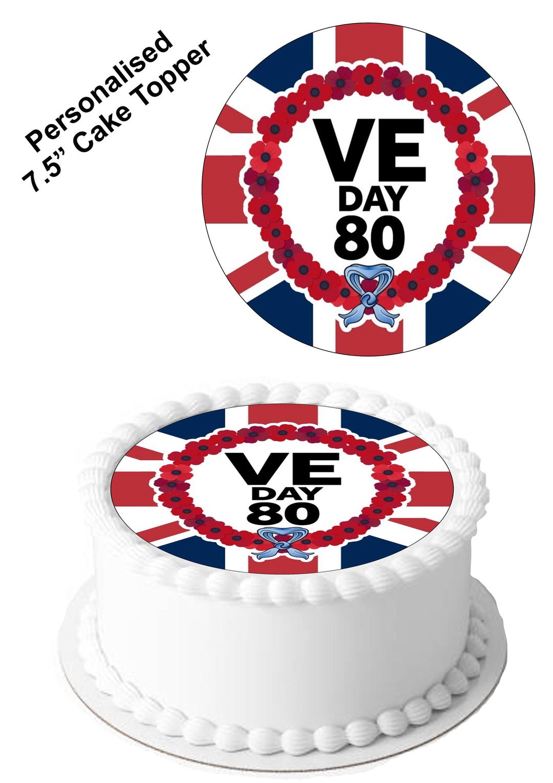 VE Day Victory Europe WW2 80th Anniversary Remembrance 7.5inch Circle ...