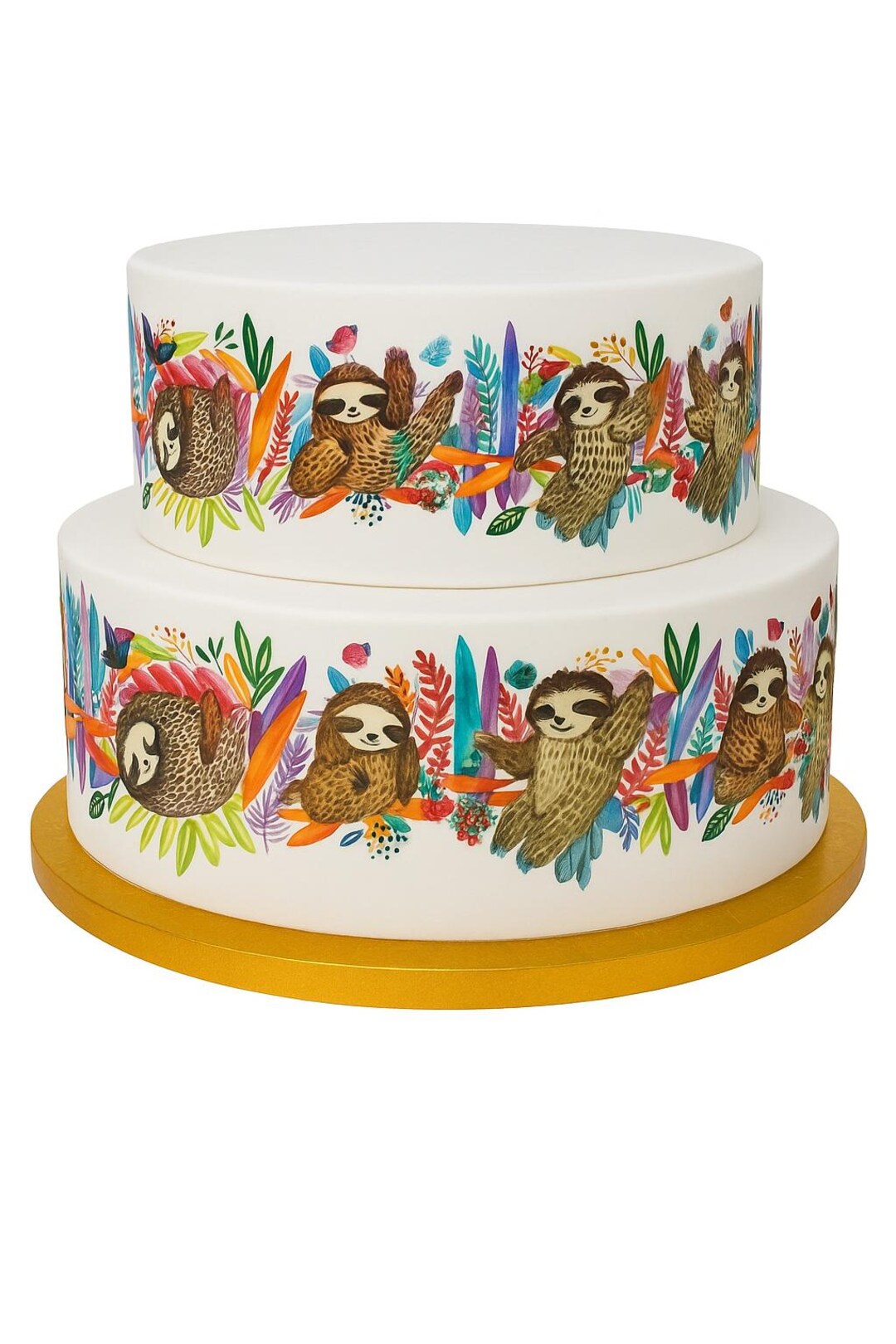 Cute Sloth Animal Border Ribbon Edible Icing Cake Decoration Topper ...