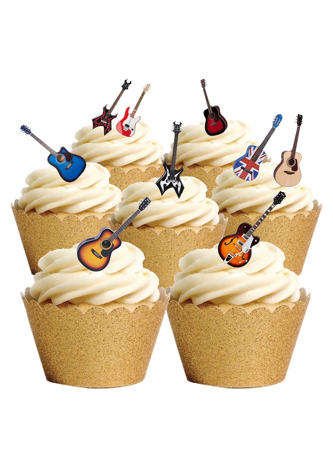 28 Stand up & PRECUT Acoustic Guitar Musical Instrument Edible Wafer ...