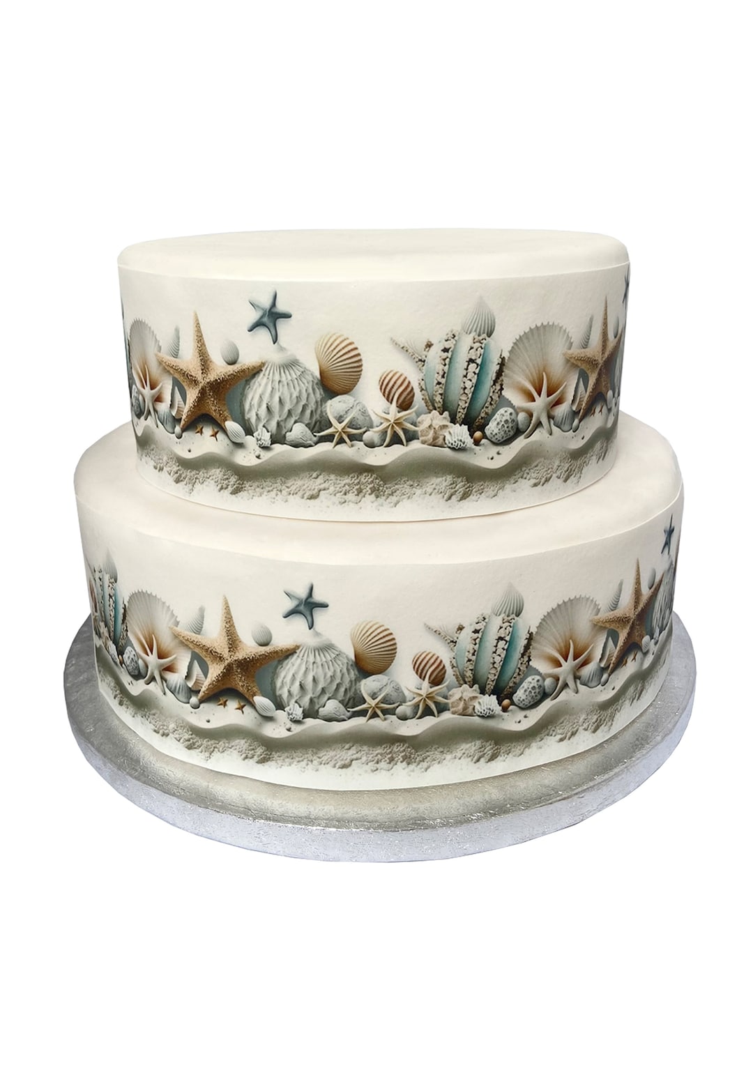 Seashell Shell Sand Beach Border Ribbon Icing Cake Decoration Topper ...