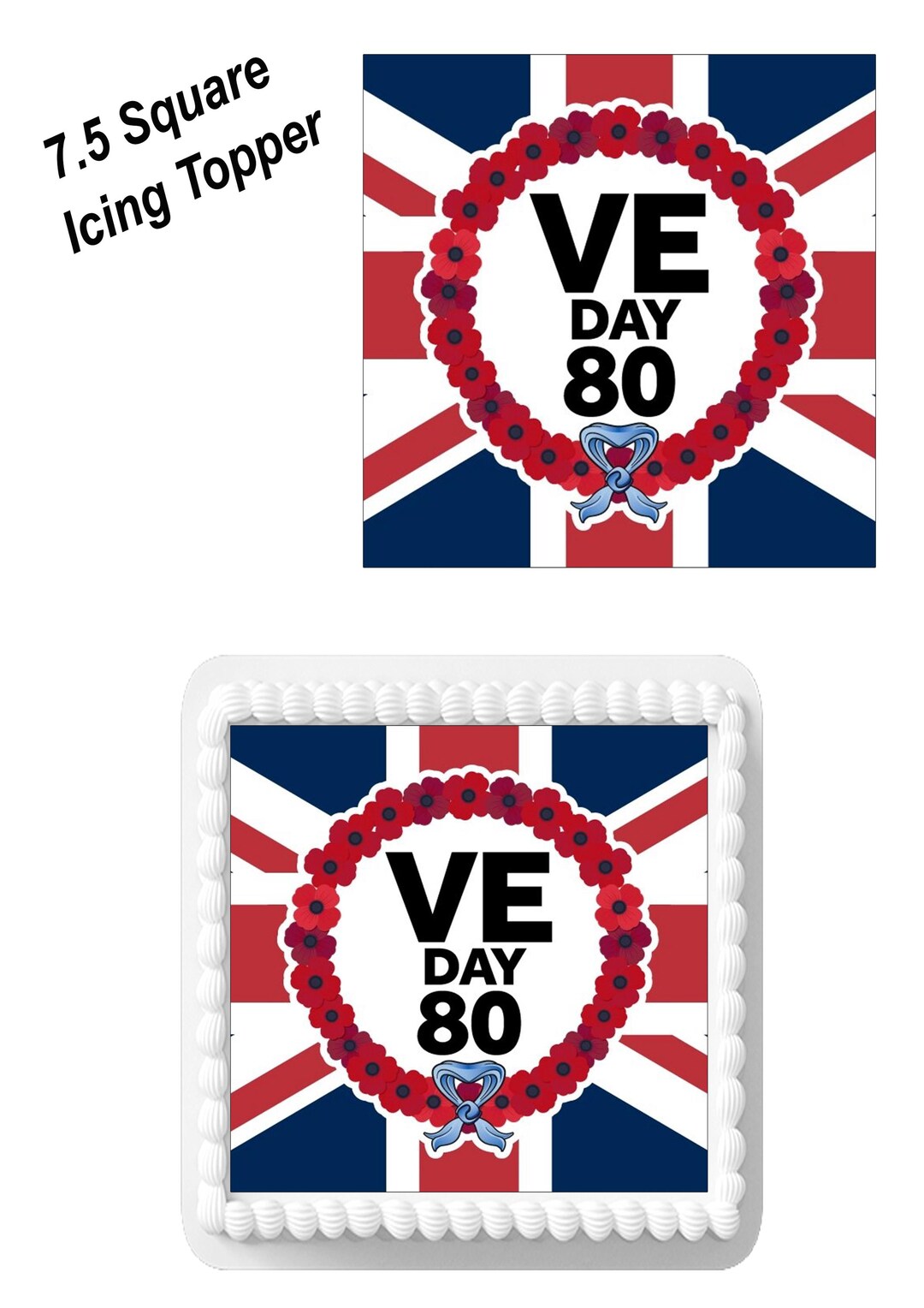 VE Day Victory Europe WW2 80th Anniversary Remembrance 7.5inch SQUARE ...