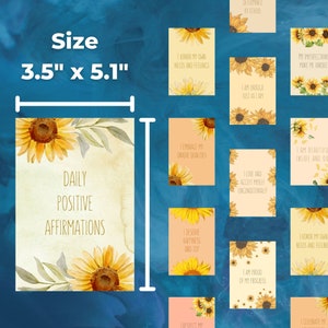 60 Printable Affirmation Cards, Positive Affirmations, Sunflower ...