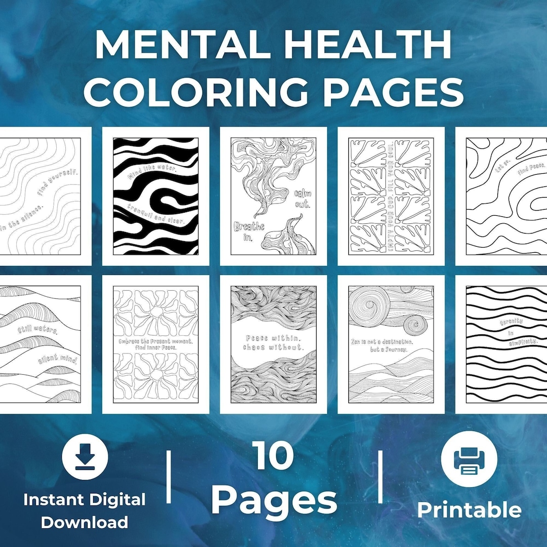 Mental Health Coloring Pages, Self Care Coloring Sheets, Printable ...