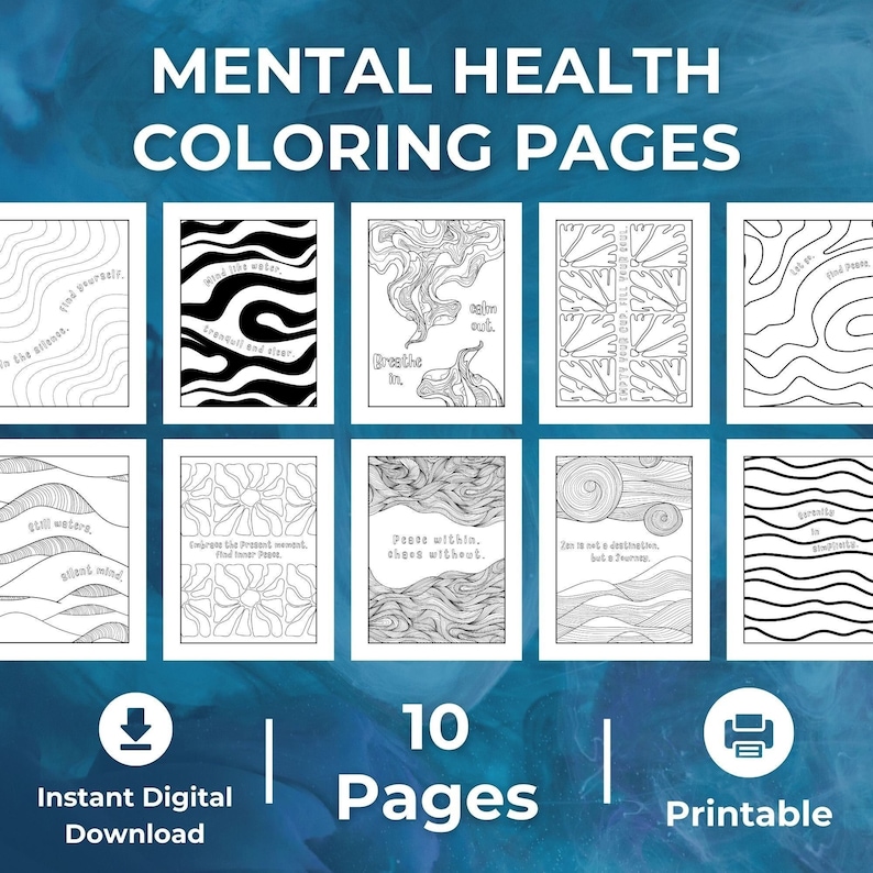 Mental Health Coloring Pages, Self Care Coloring Sheets, Printable ...