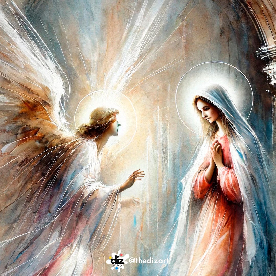 The Annunciation - Christian Wall Art Print, Biblical Scene of Mary and ...