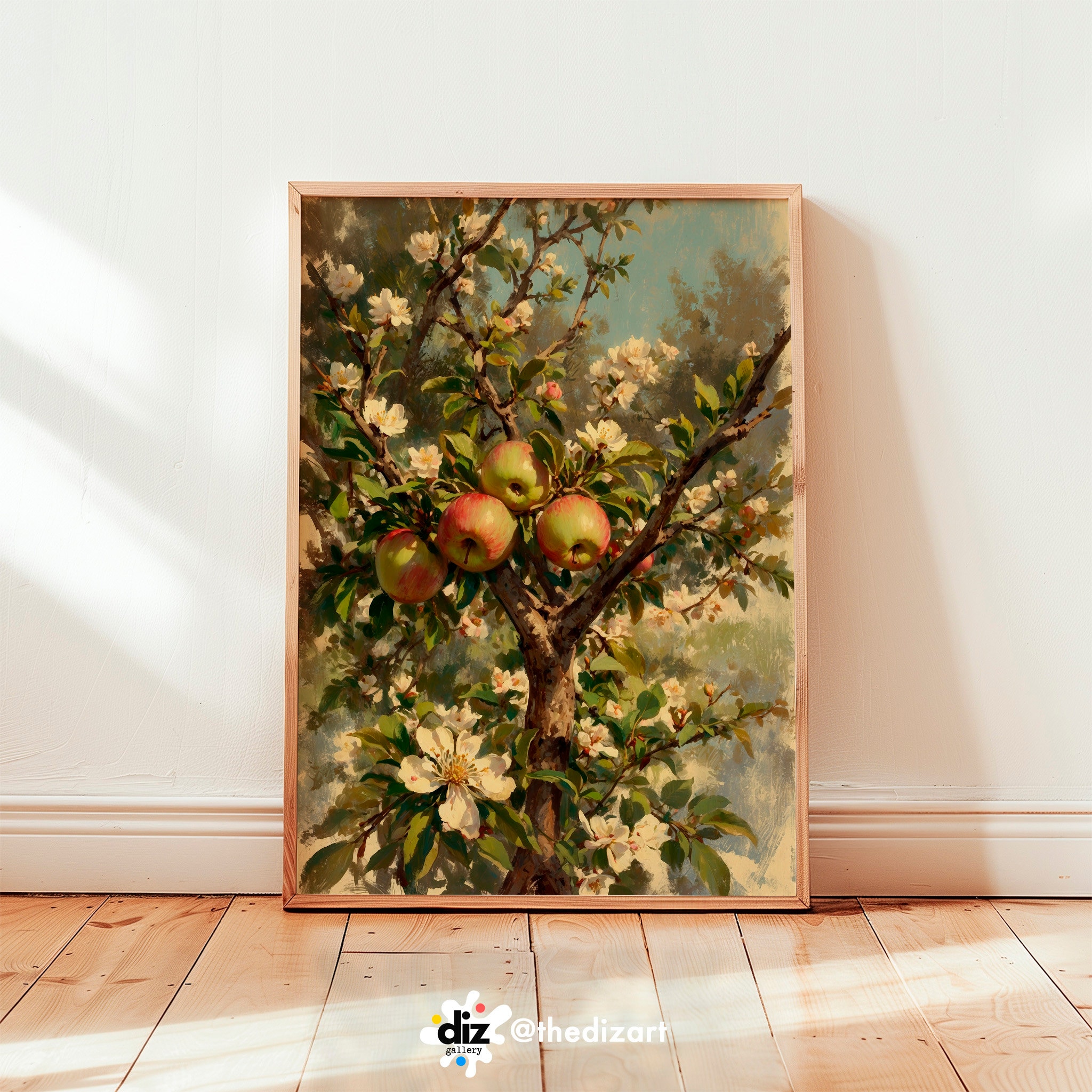Apple Tree Art Print Vintage Botanical Wall Art Rustic Farmhouse Decor ...