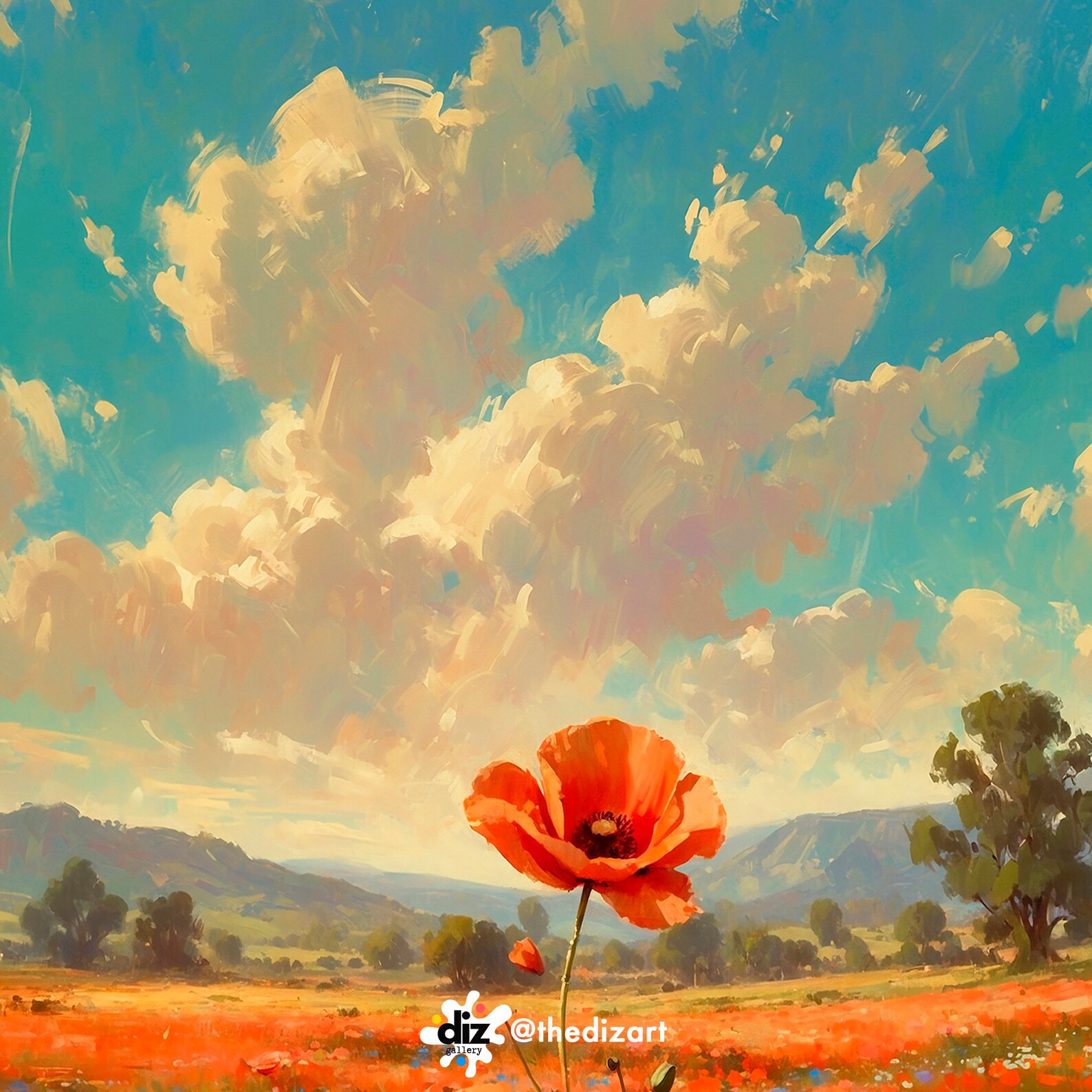 Poppy Landscape Art Print Red Poppy Wall Art, Botanical Wall Art ...