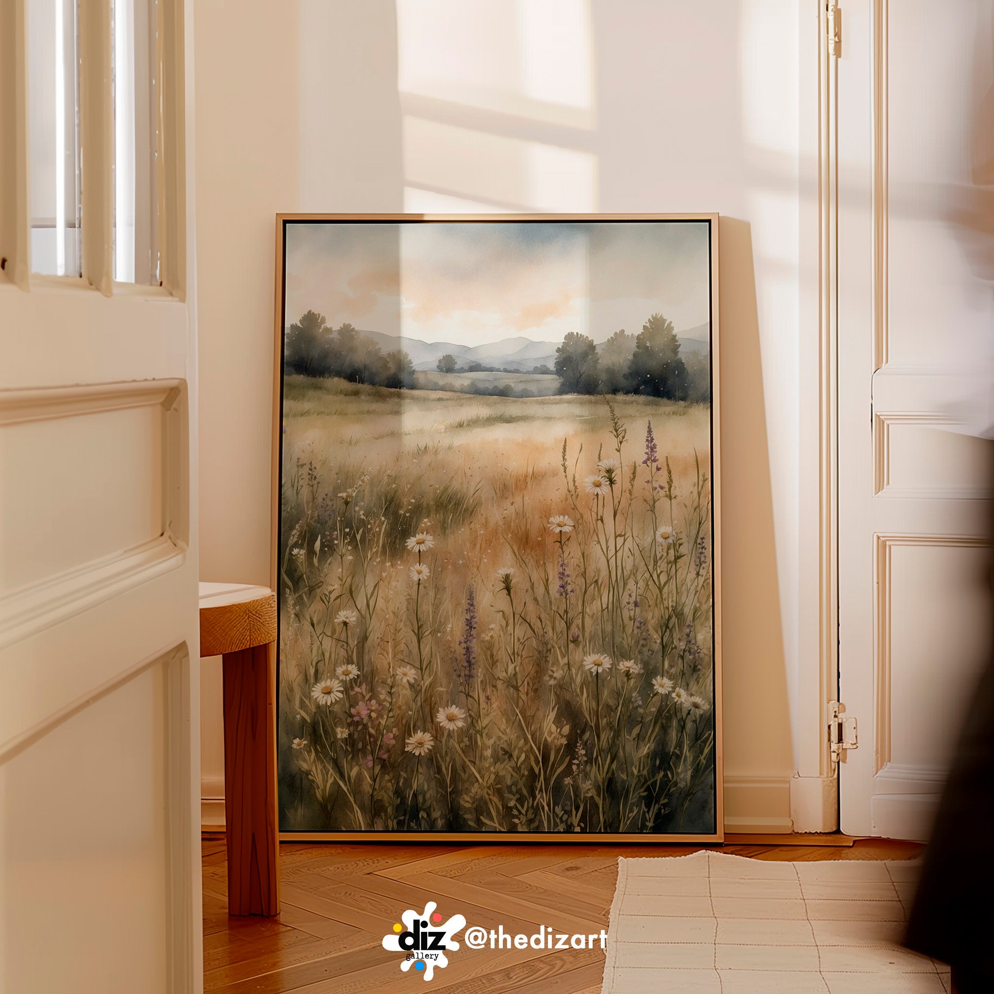 Wildflower Field Art Print Printable Wall Art, Rustic Wall Decor, Moody Countryside - Etsy