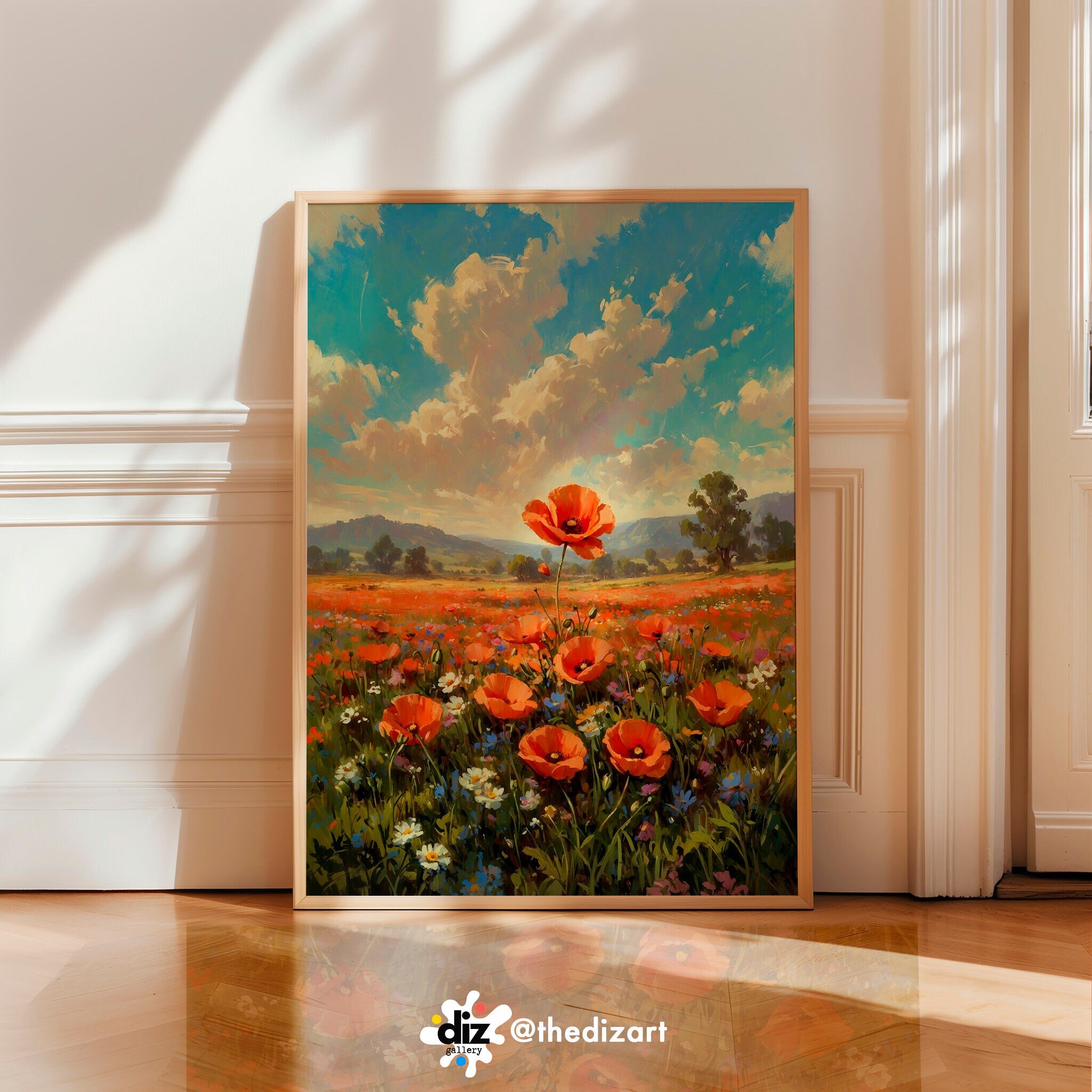 Poppy Landscape Art Print Red Poppy Wall Art, Botanical Wall Art ...