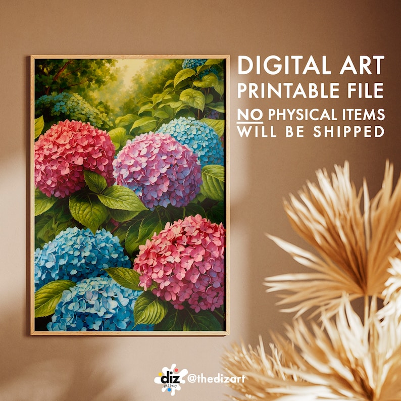 Hydrangea Garden Art Print - Botanical Wall Art, Hydrangea Painting ...