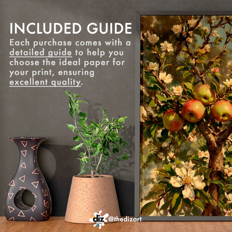 Apple Tree Art Print Vintage Botanical Wall Art, Apple Tree Painting ...