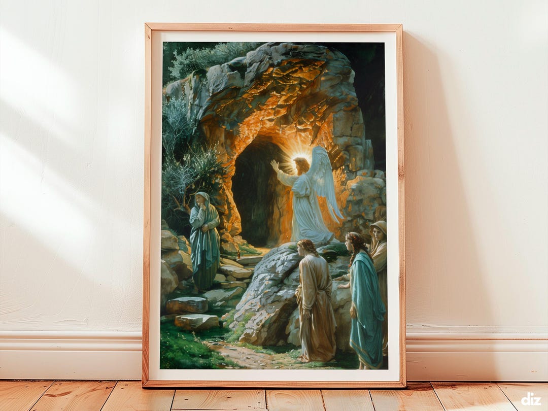 The Tomb is Empty, He is Risen Art Print: Angel With Lily at Dawn ...