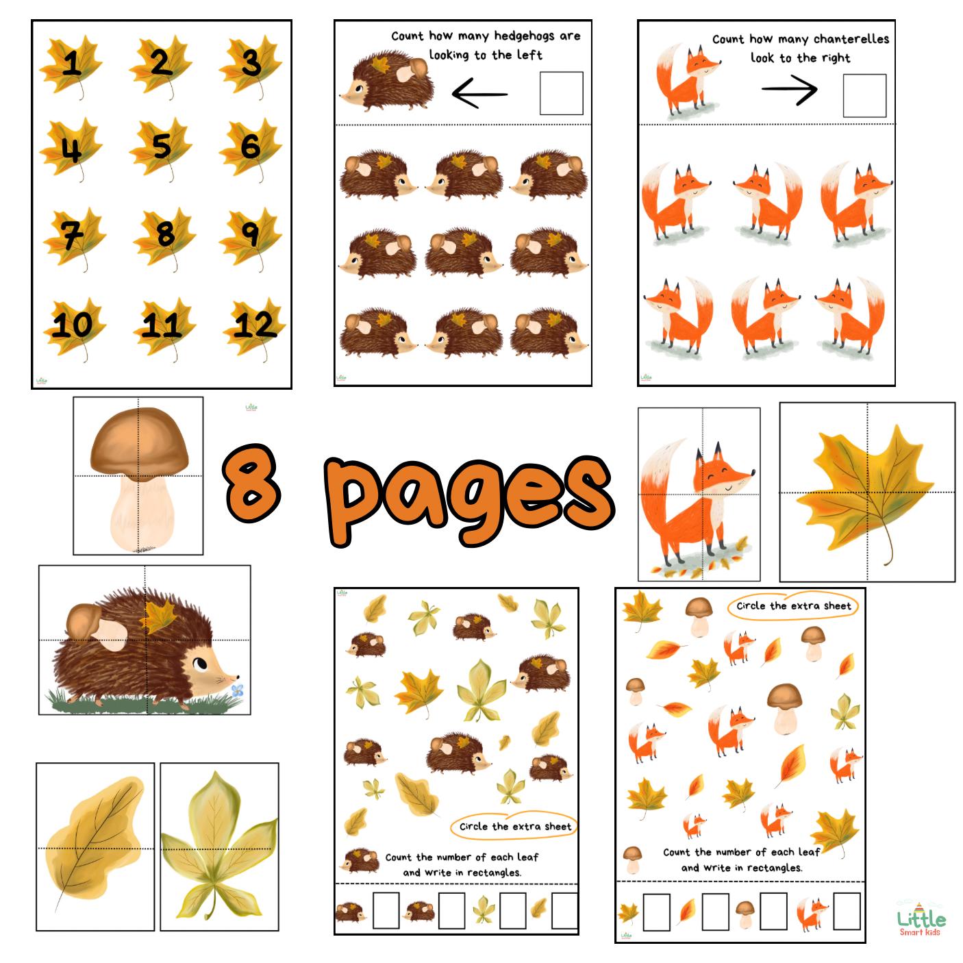 Pre-k Autumn| Fall Activities| Preschool Printables| Learning to Count ...