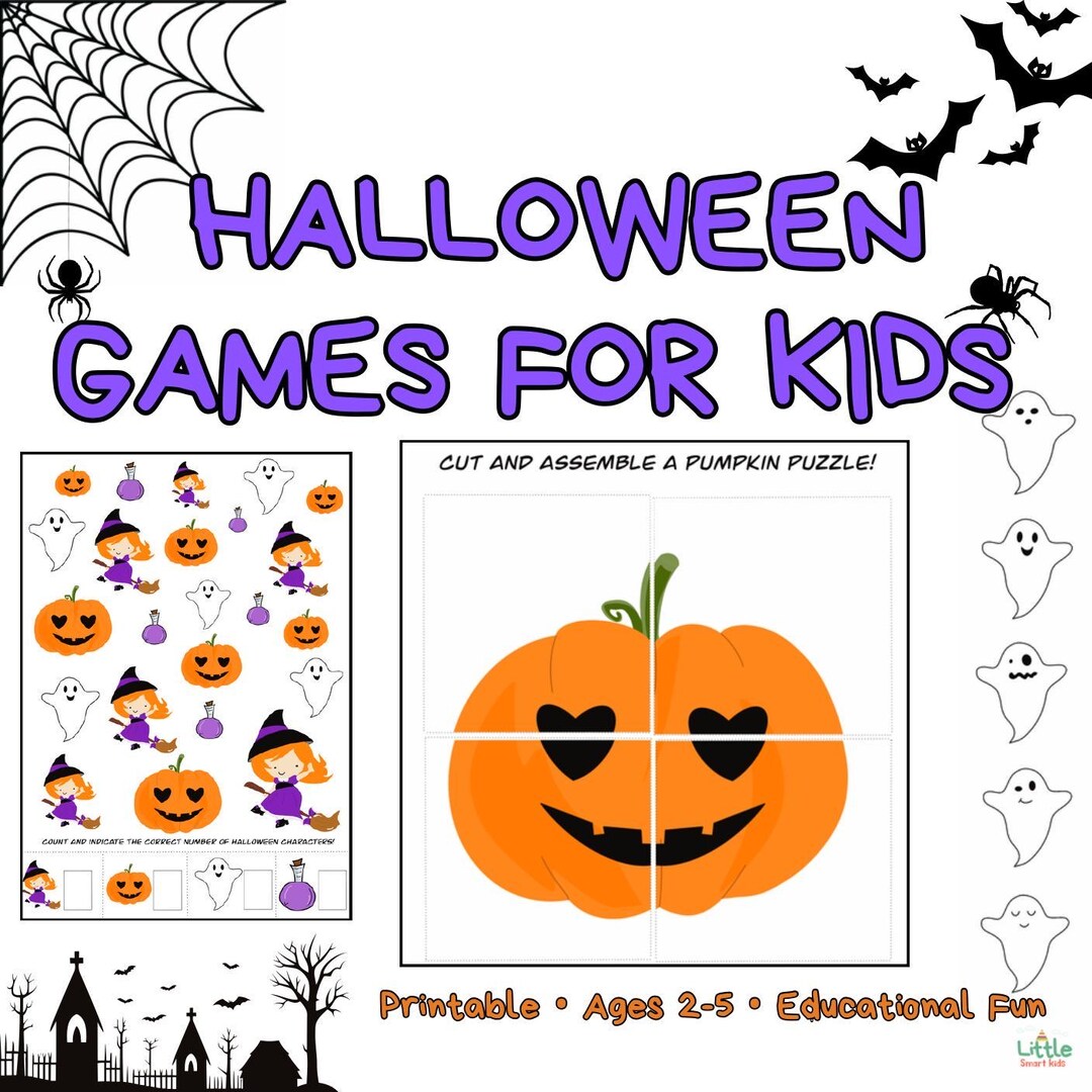 Halloween Printable Games | Kids PDF Worksheets Ages 2-5 | Preschool ...