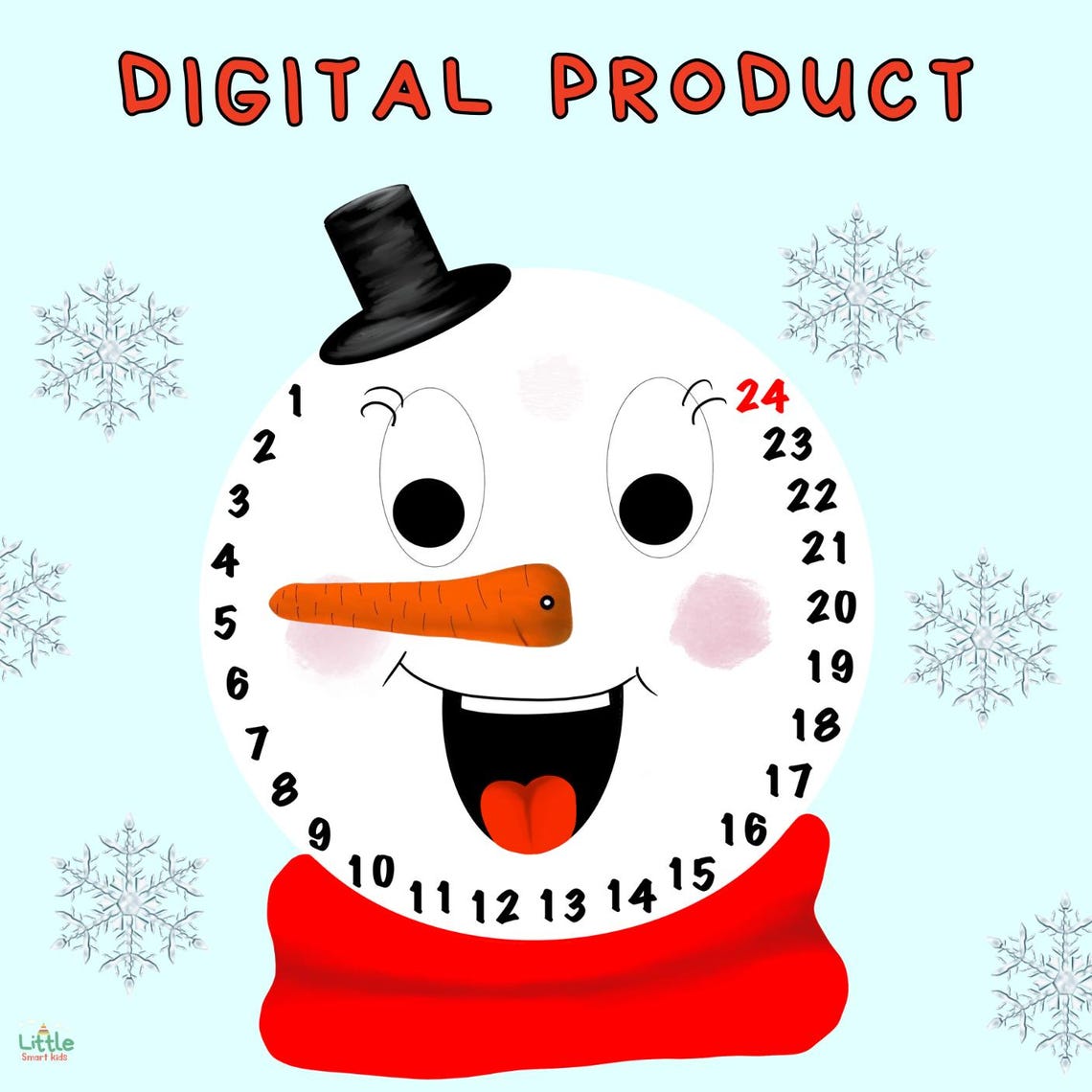Advent Calendar Snowman | Christmas Countdown 1–24 | Printable PDF ...