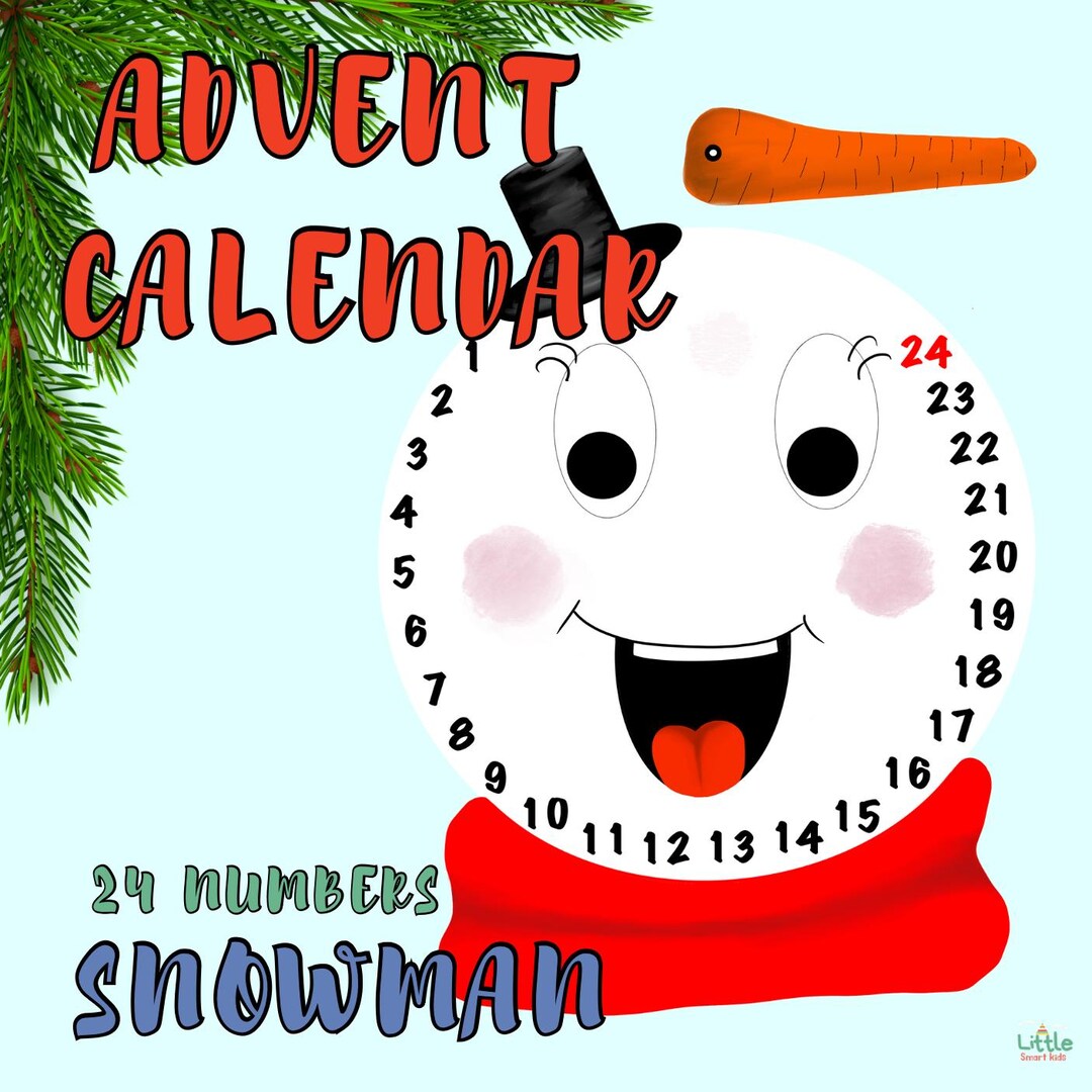 Advent Calendar "snowman"| Countdown to Christmas| Numbers 1-24| PDF ...