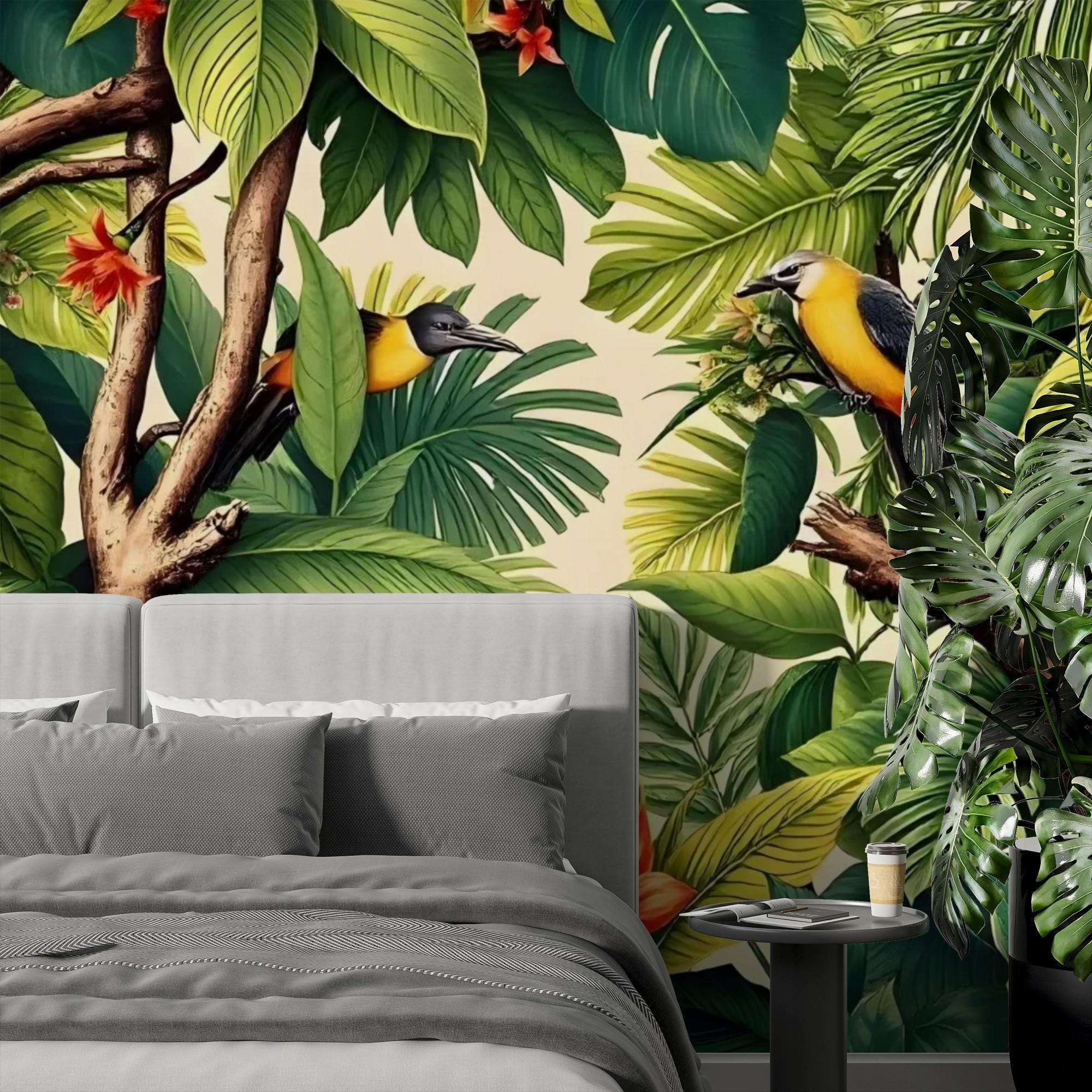 Wildlife Jungle Pattern Wallpaper, Vintage Peel and Stick Wallpaper ...