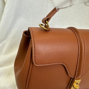 Leather Top Handle Bag, Minimal Women's Handbag, Elegant Leather ...