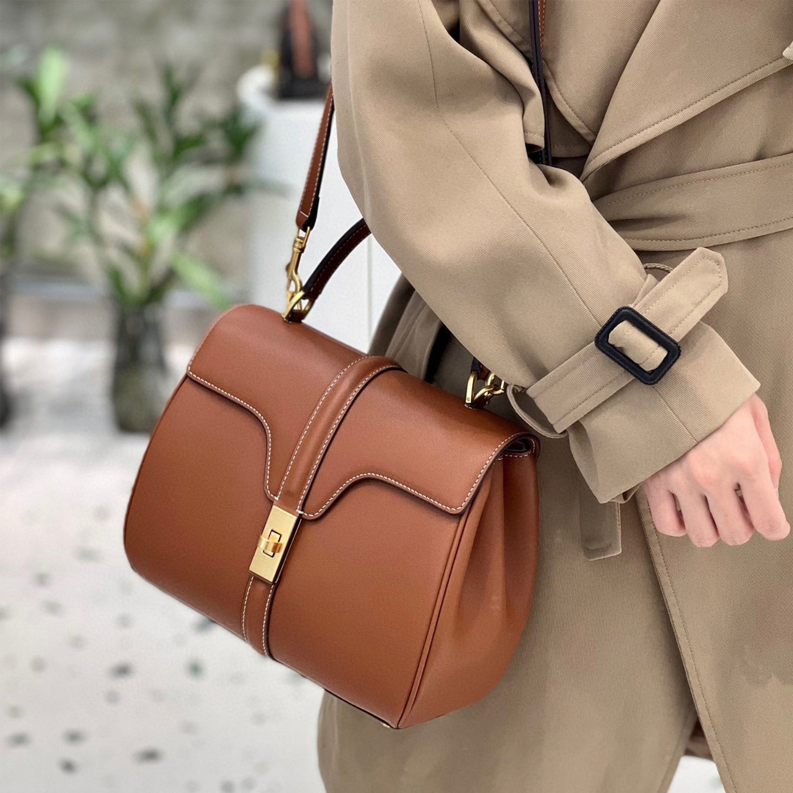 Leather Top Handle Bag, Minimal Women's Handbag, Elegant Leather ...