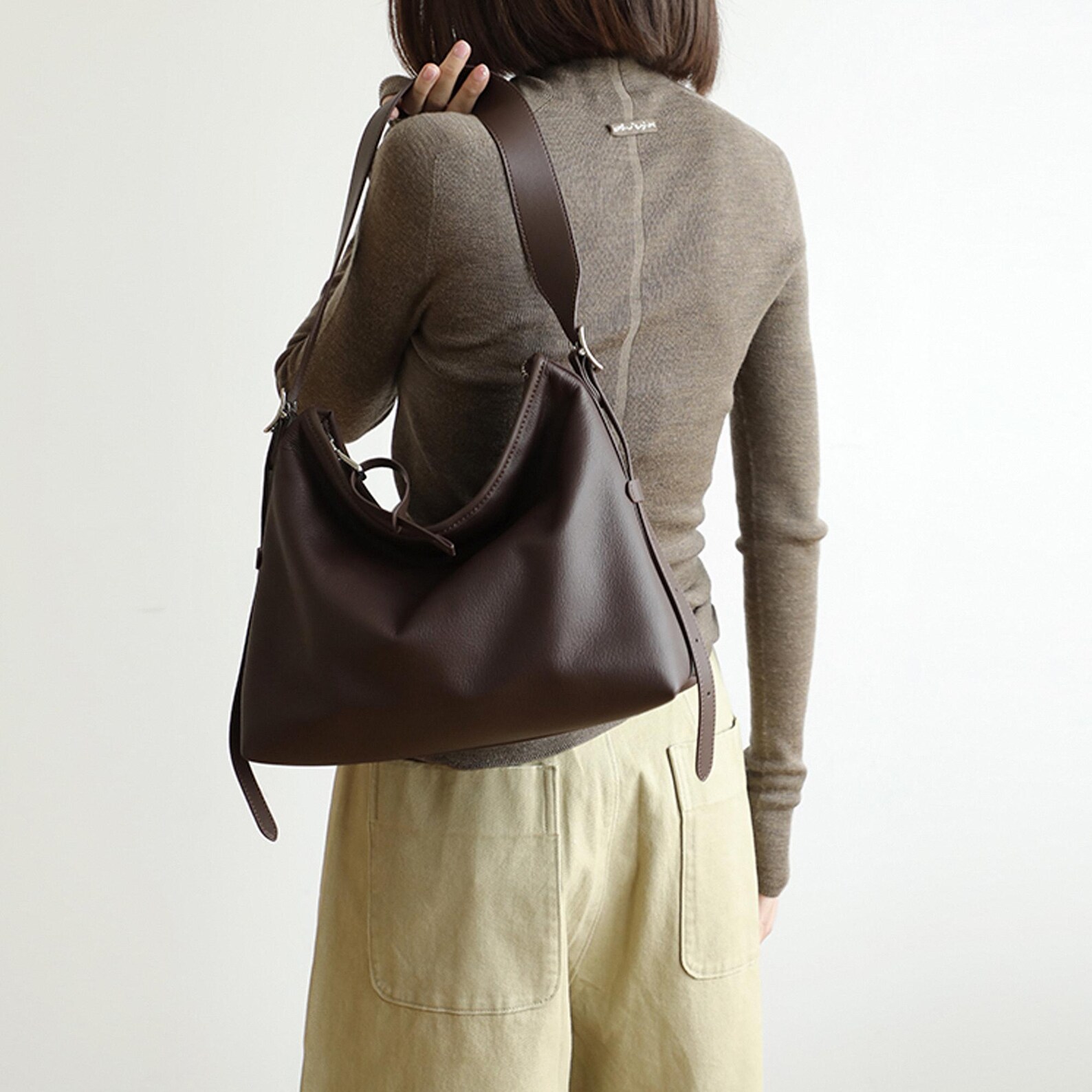 Leather Shoulder Bag, Minimal Women's Underarm Bag, Genuine Leather ...