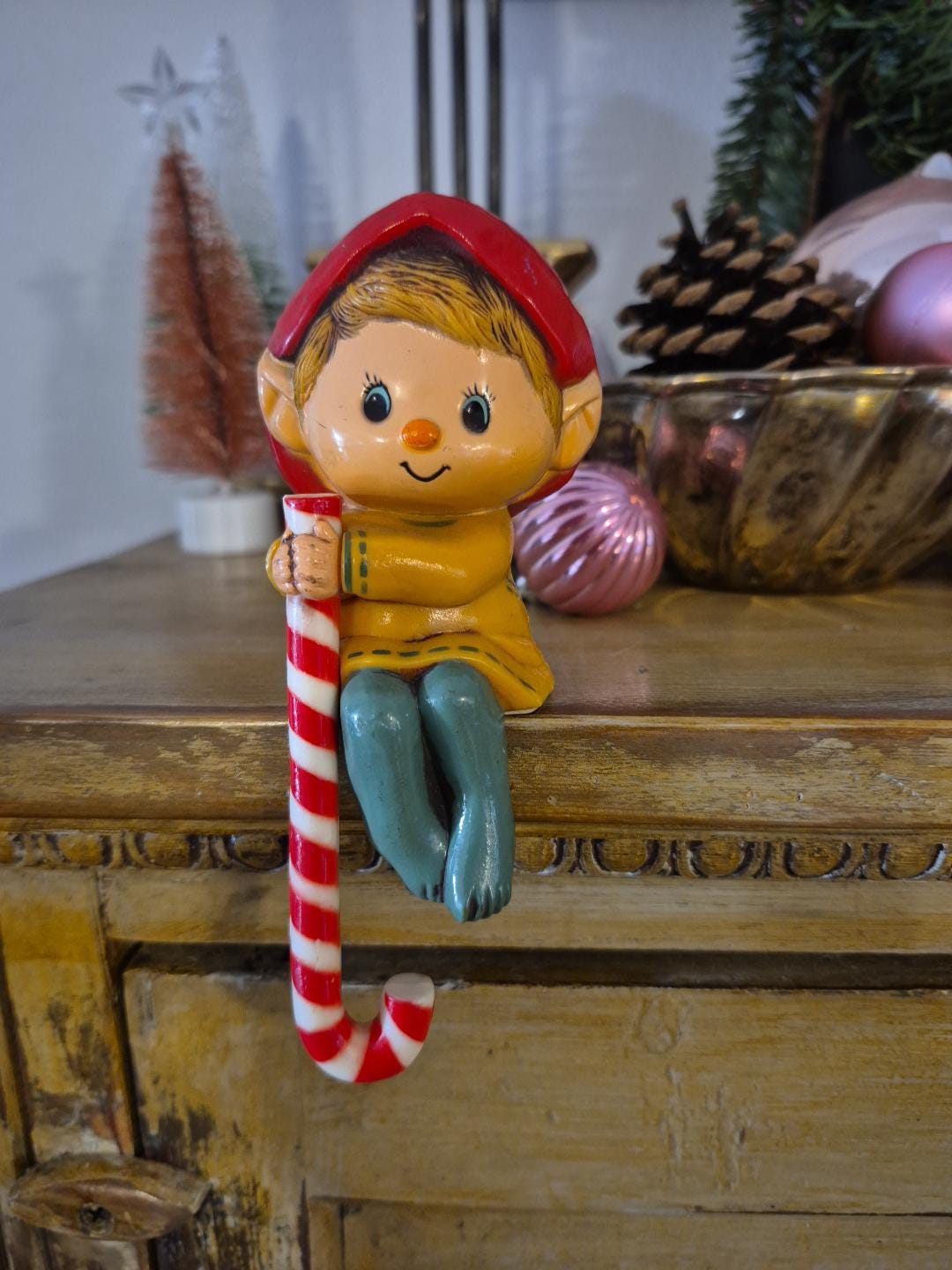 Vintage 1984 Hallmark Cards Elf With Candy Cane Christmas Stocking ...
