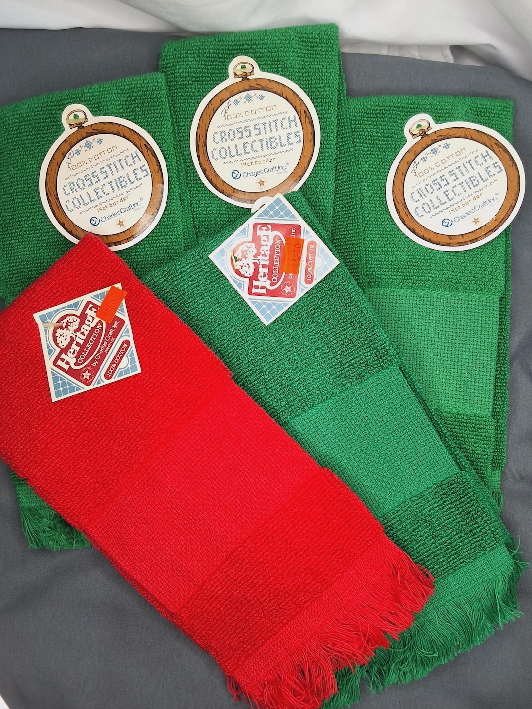 Vintage Banded Finger Towels for Cross Stitch: Charles Crafts Lot of 5 ...