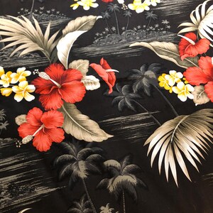 Very Dark Brown Fabric 44” Tropical Hawaiian Red&yellow Floral Screen ...