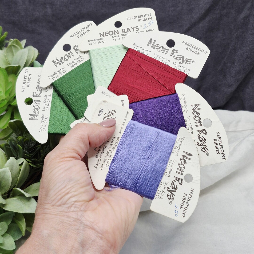 Lot of Vintage RG Rainbow Gallery Neon Rays Ribbon – 100% Rayon - 5 ...