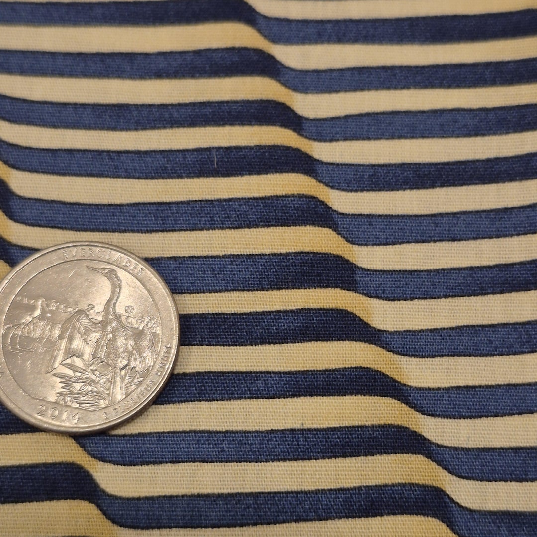 Cape Liberty Navy/cream Patriotic Wavy Stripe Cotton Fabric - Sold BTHY ...
