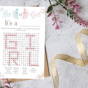 Gender Reveal Games, Word Search Puzzle (printable Canva Template) - Etsy