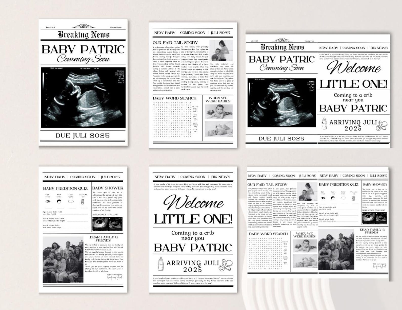 Newspaper Baby Announcement, Newspaper Pregnancy Announcement, Birth ...