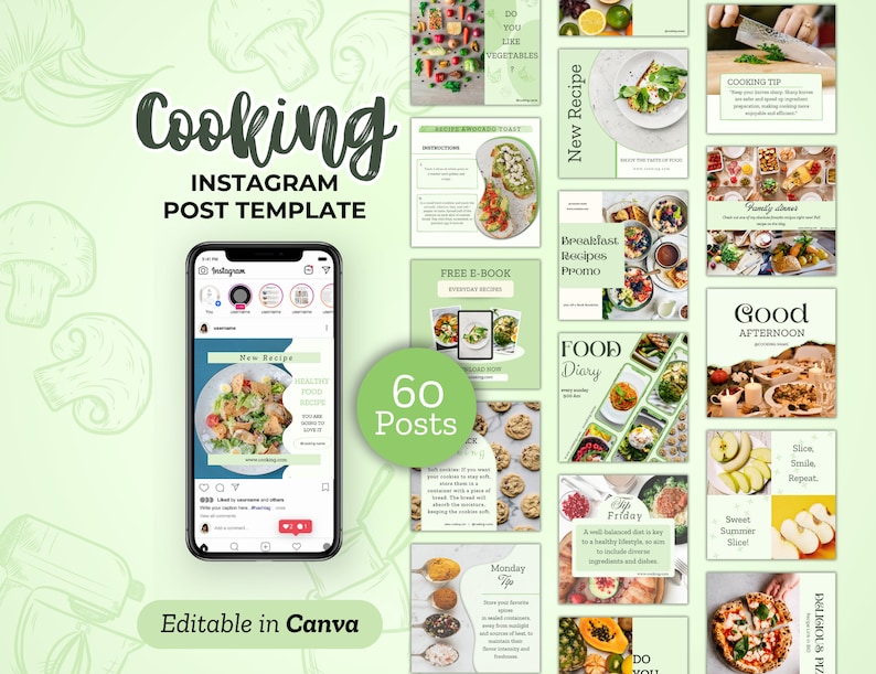 Food Instagram Template | Instagram Post Stories | Food Cooking Recipe ...