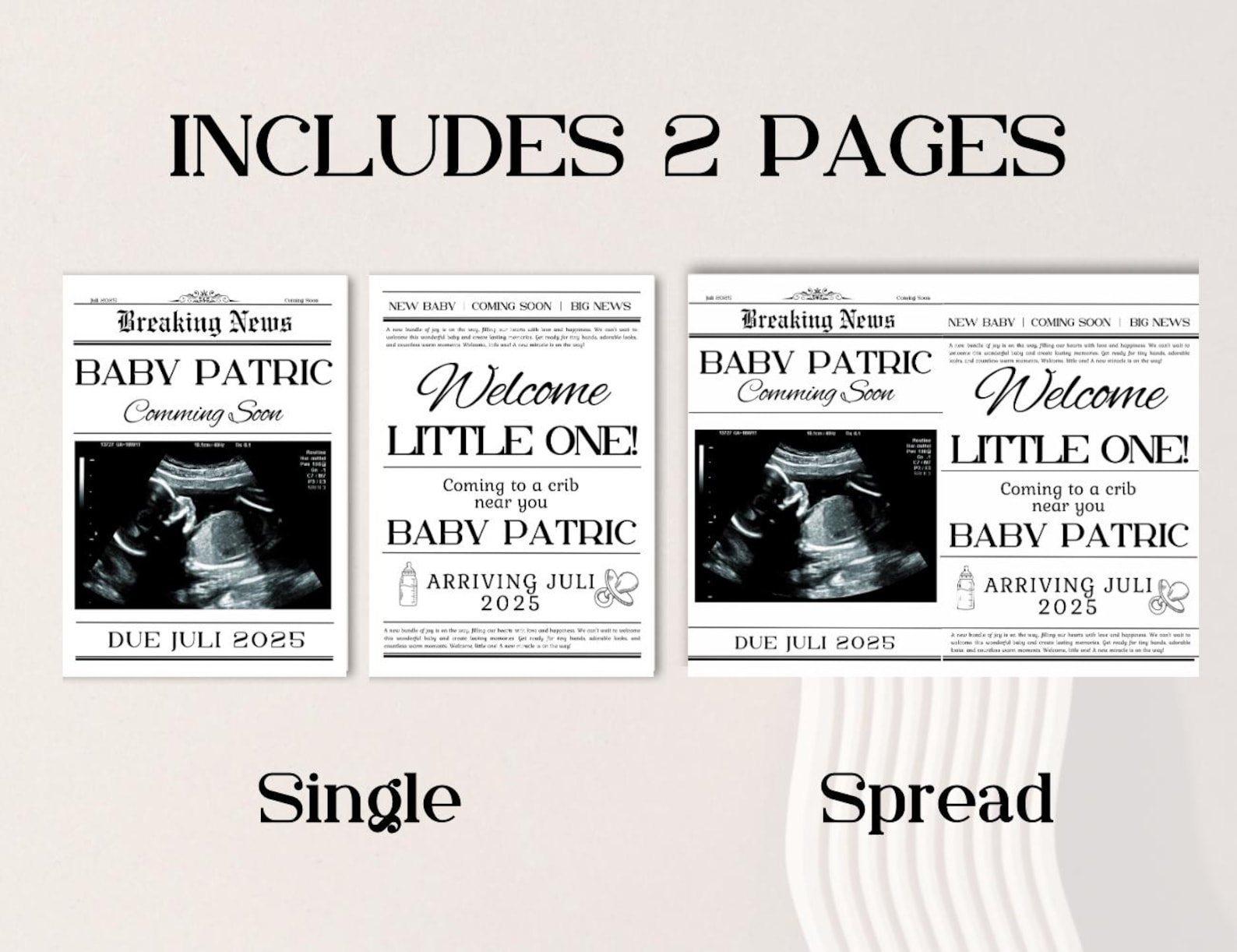 Newspaper Baby Announcement, Newspaper Pregnancy Announcement, Birth ...