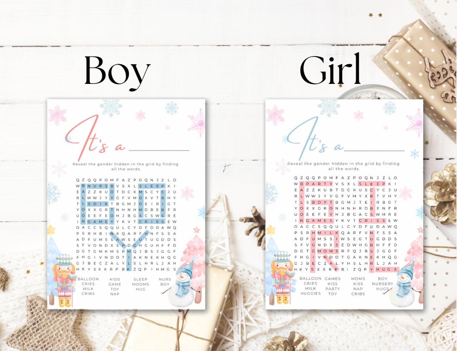 Gender Reveal Word Search Activity, Baby Shower Game - Boy or Girl ...
