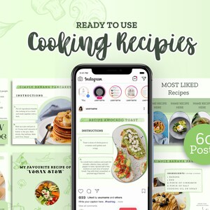 Food Instagram Template | Instagram Post Stories | Food Cooking Recipe ...