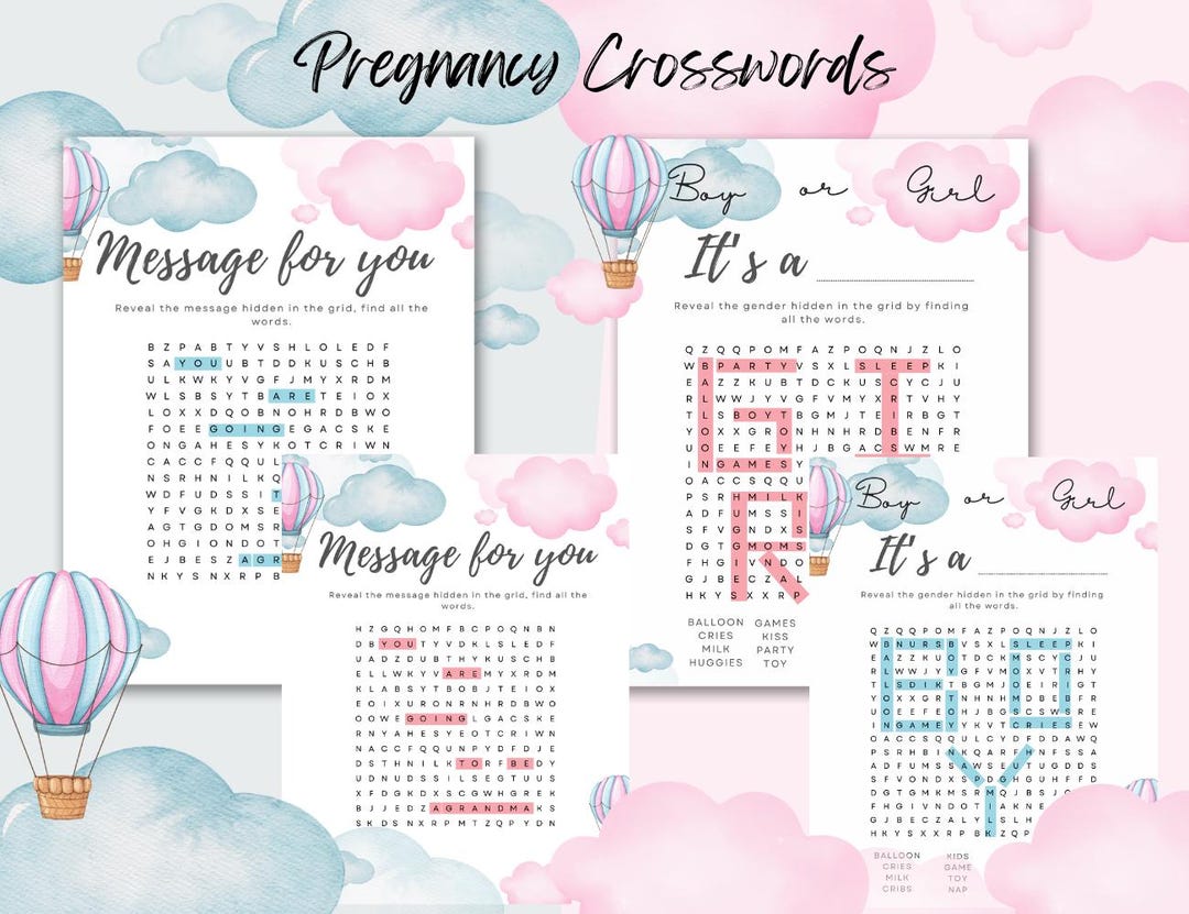 Gender Reveal Word Search Game - Baby Boy or Girl Crossword Puzzle ...