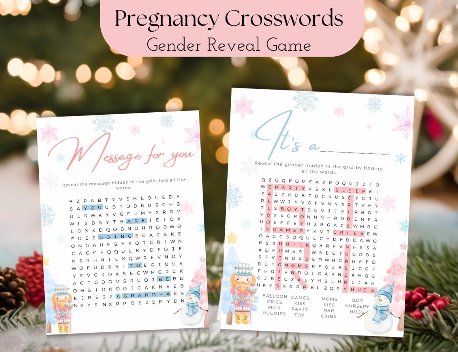 Gender Reveal Word Search Activity, Baby Shower Game - Boy or Girl ...