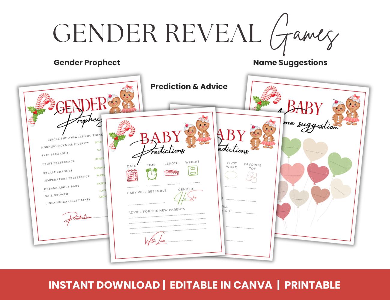 Minimalist Gender Reveal Games Bundle, Editable Modern Gender Reveal ...