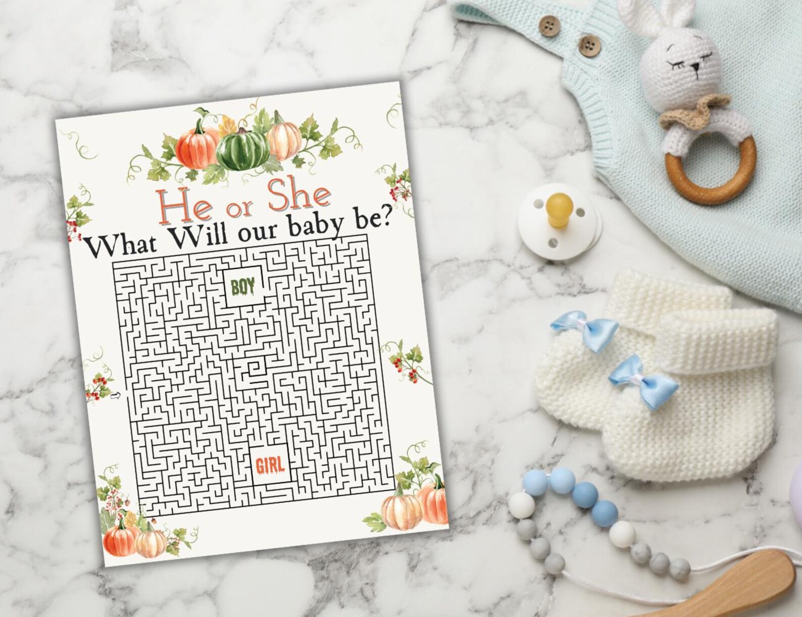 Pumpkin Gender Reveal Maze Game, Fall Labyrinth (printable) - Etsy