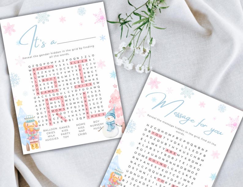 Gender Reveal Word Search Activity, Baby Shower Game - Boy or Girl ...