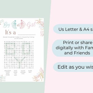 Gender Reveal Games, Word Search Puzzle (printable Canva Template) - Etsy