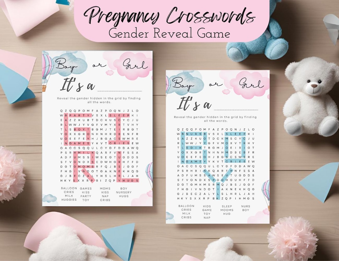 Gender Reveal Word Search, Baby Shower Game (canva Editable, Printable ...