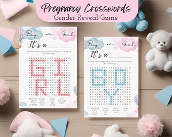 It's a Girl Puzzle, Gender Reveal Word Search Activity, Baby Shower ...